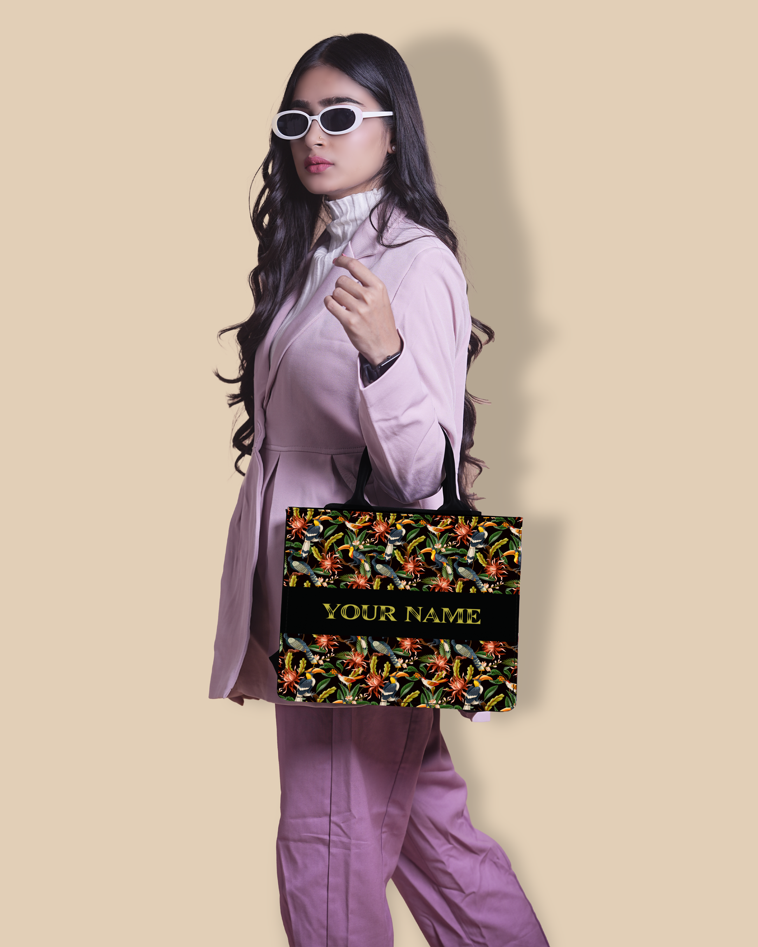 Buy Tropical Flowers Customized Small Tote Bag Hornbill - Invoguishindia